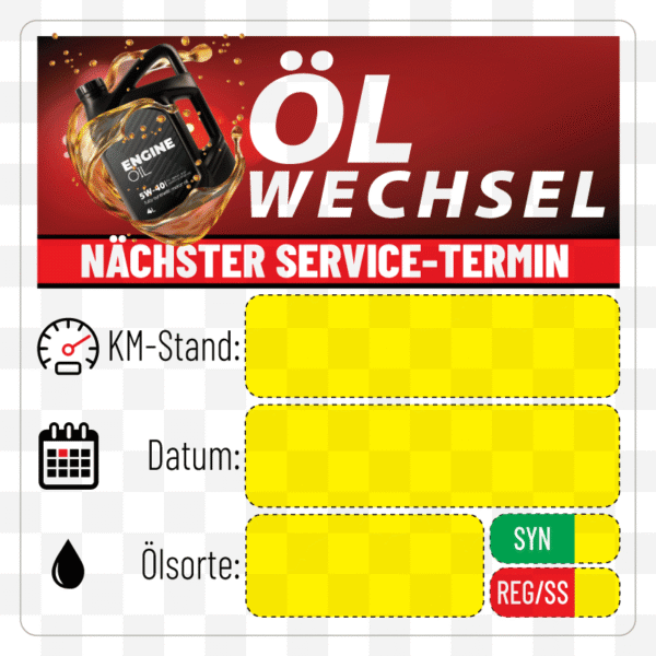 Generic Oil Change Reminder Service Stickers • StickerPlanet Canada