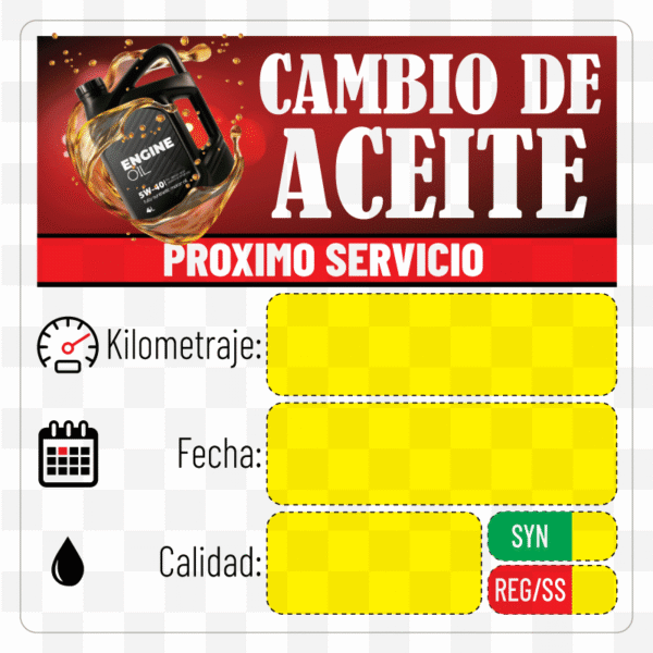 Generic Oil Change Reminder Service Stickers • StickerPlanet Canada